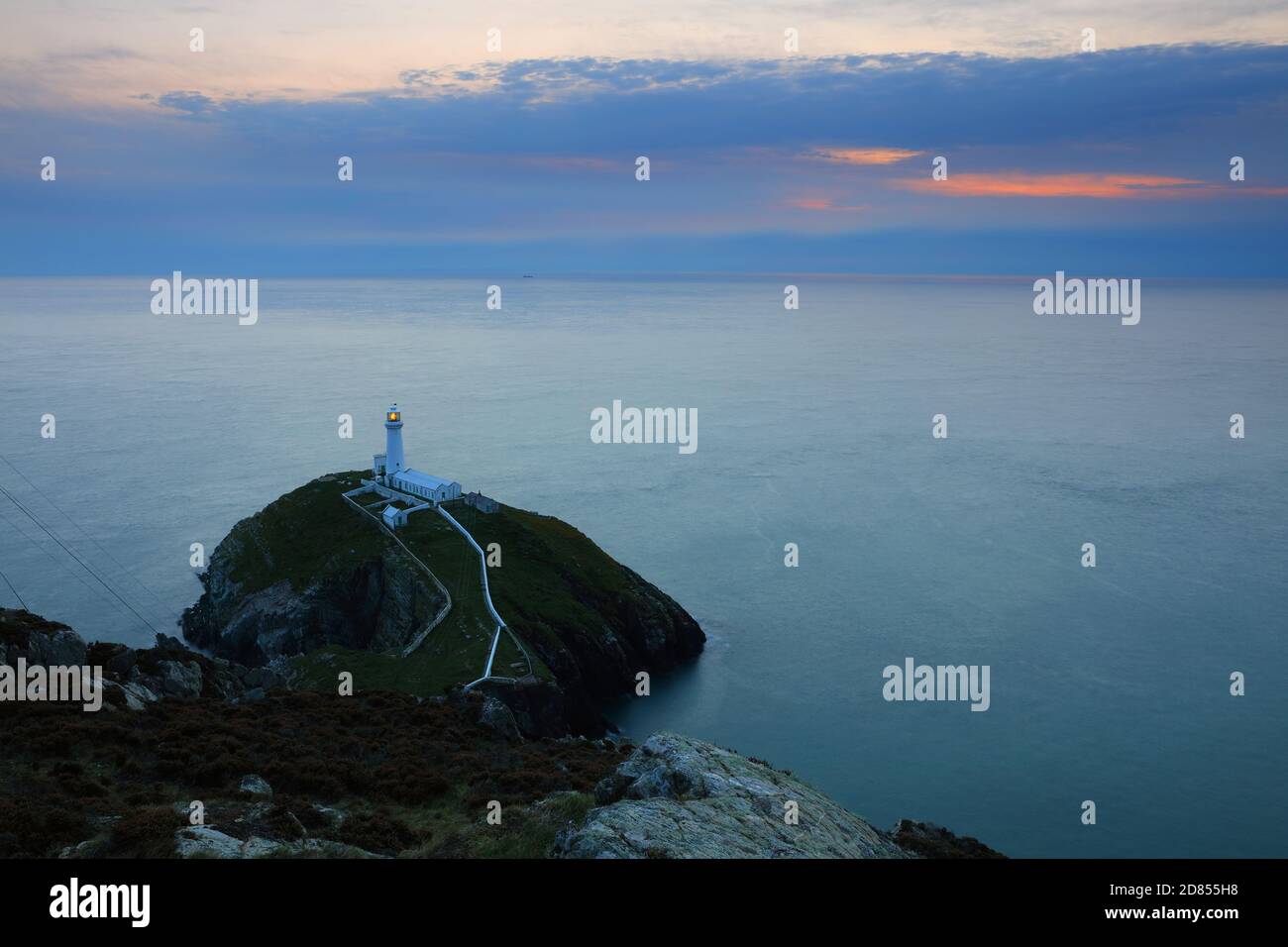 South Stack Lighthouse at Sunset, Holy Island, Anglesey, North Wales ...