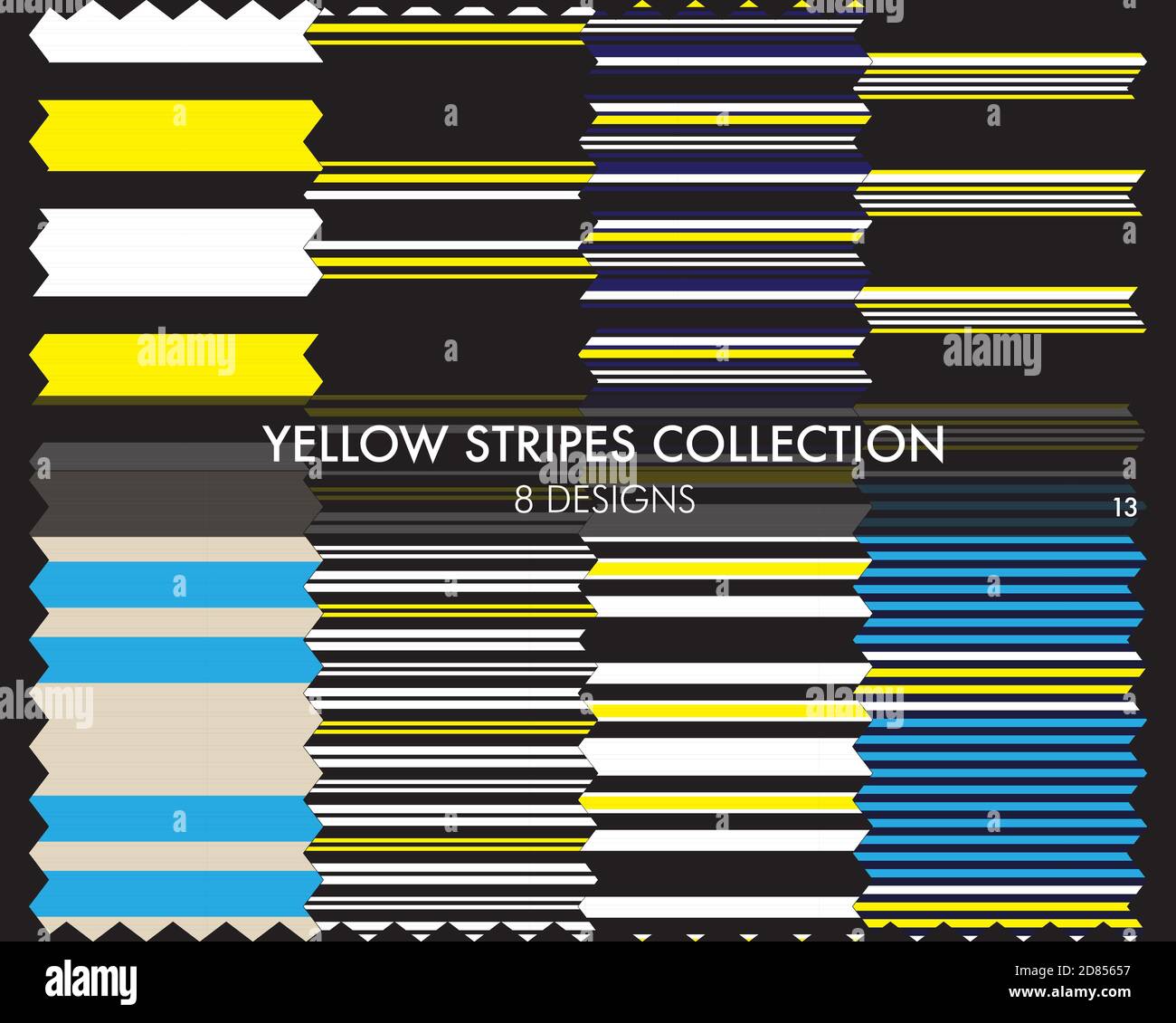 Striped seamless pattern collection includes 8 designs for fashion ...