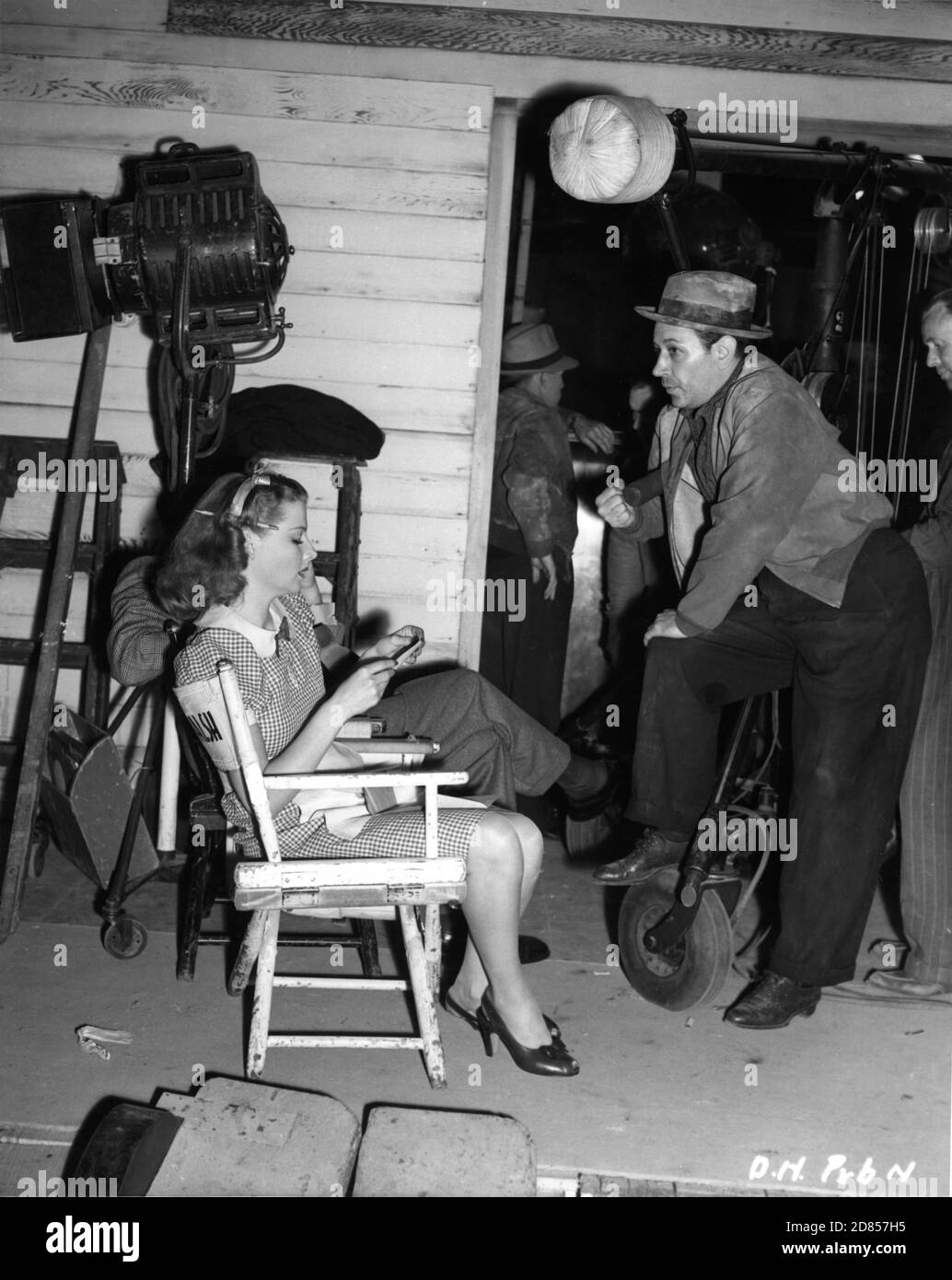 Ann Sheridan And George Raft With Movie Crew On Set Candid During