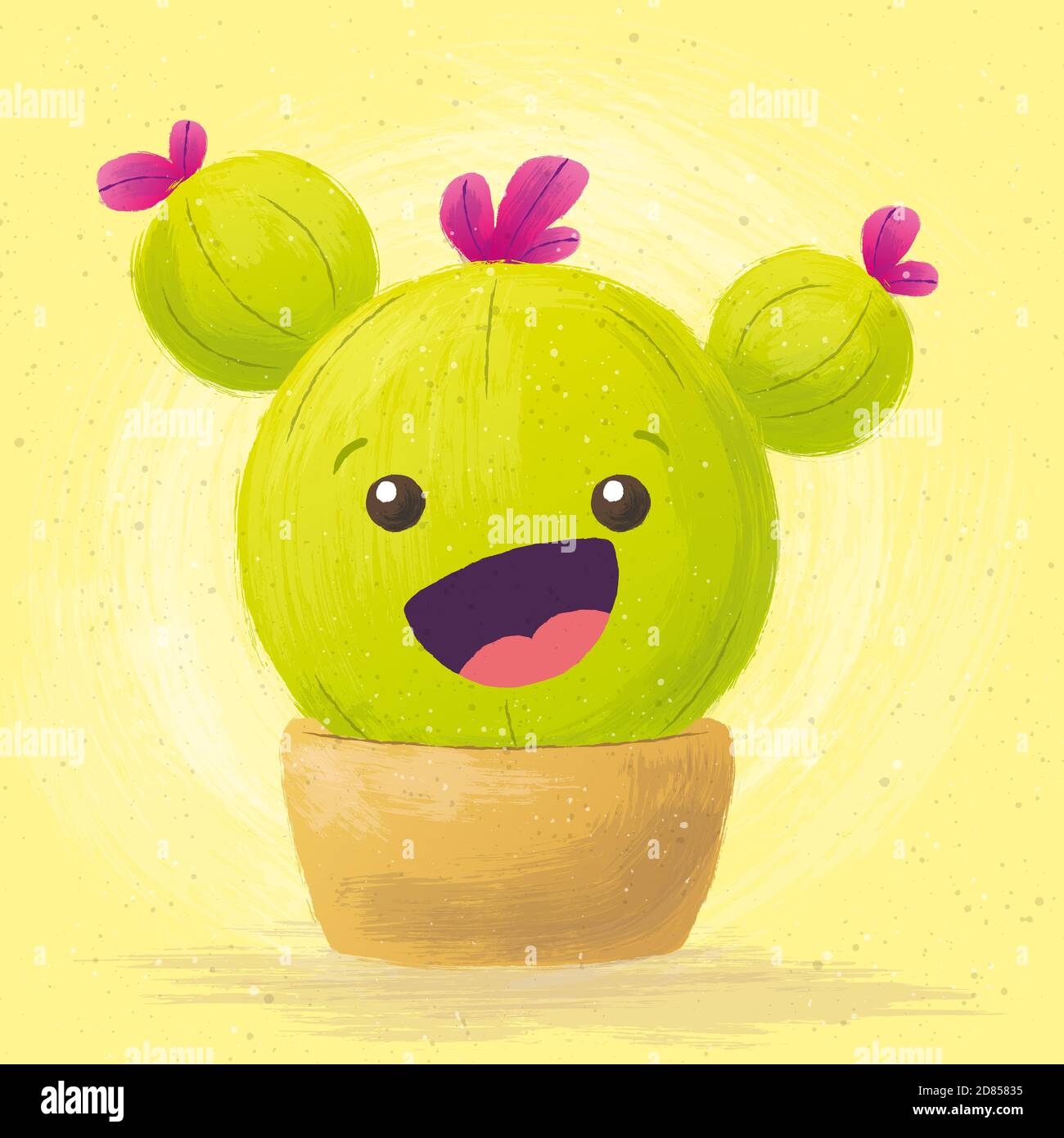 Little cute cactus. Hand drawn vector illustration with separate layers ...