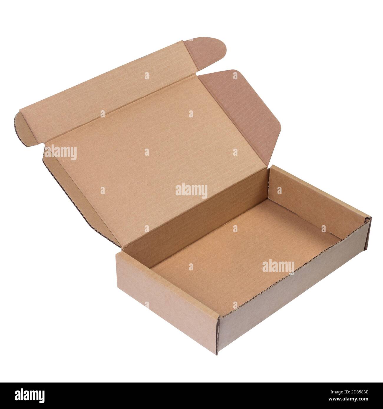 open carton box isolated on white background Stock Photo - Alamy