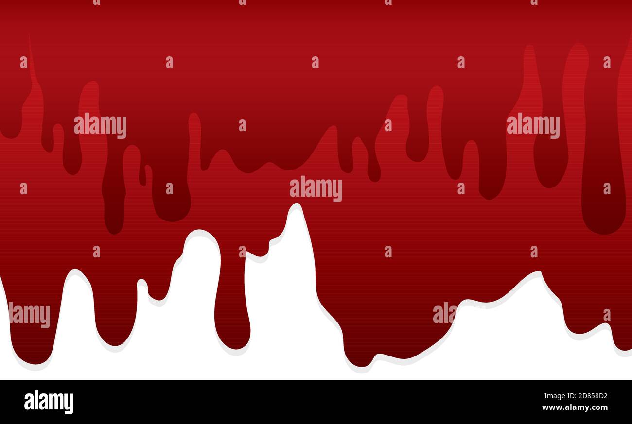 White background covered in red blood, dripping slowly over it Stock ...