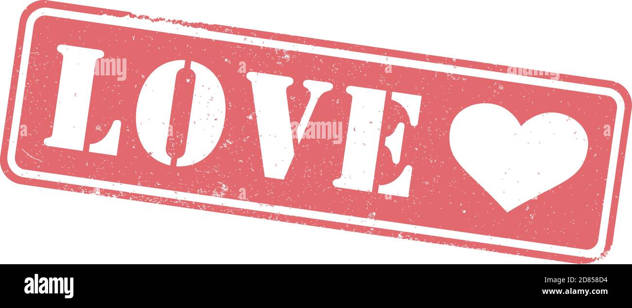 grungy red LOVE rubber stamp or sign with heart shape vector ...