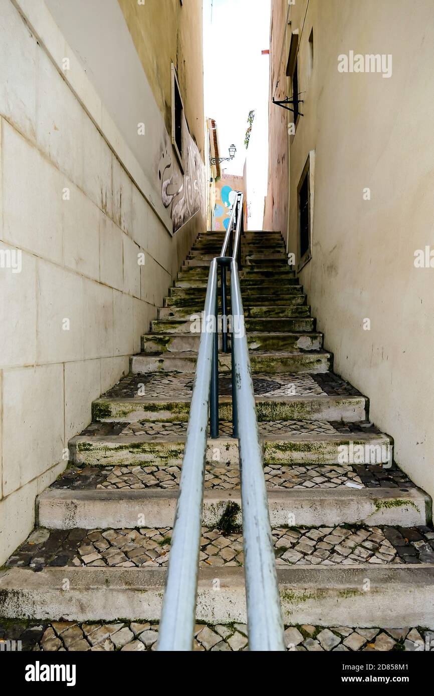 stairs in the city, in Lisbon Capital City of Portugal Stock Photo - Alamy