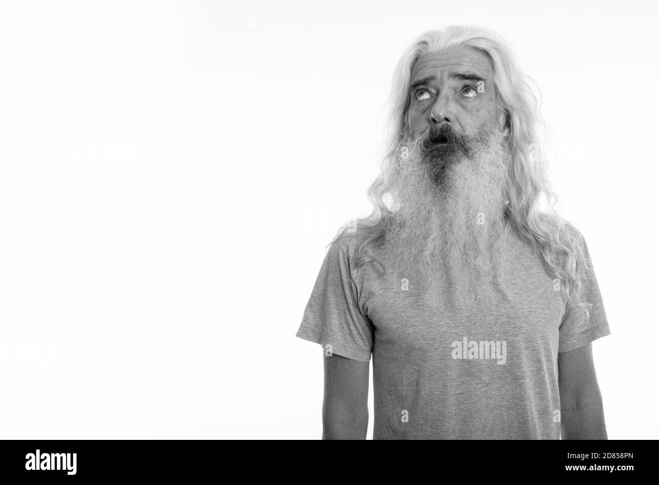 Pensive white bearded senior Black and White Stock Photos & Images - Alamy