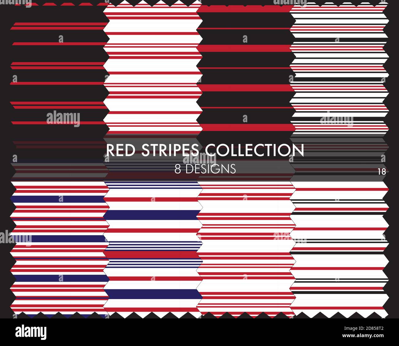 Striped seamless pattern collection includes 8 designs for fashion ...