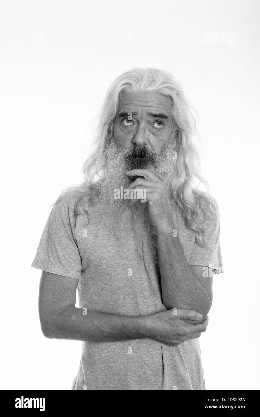 Man long beard thoughtful Black and White Stock Photos & Images - Alamy