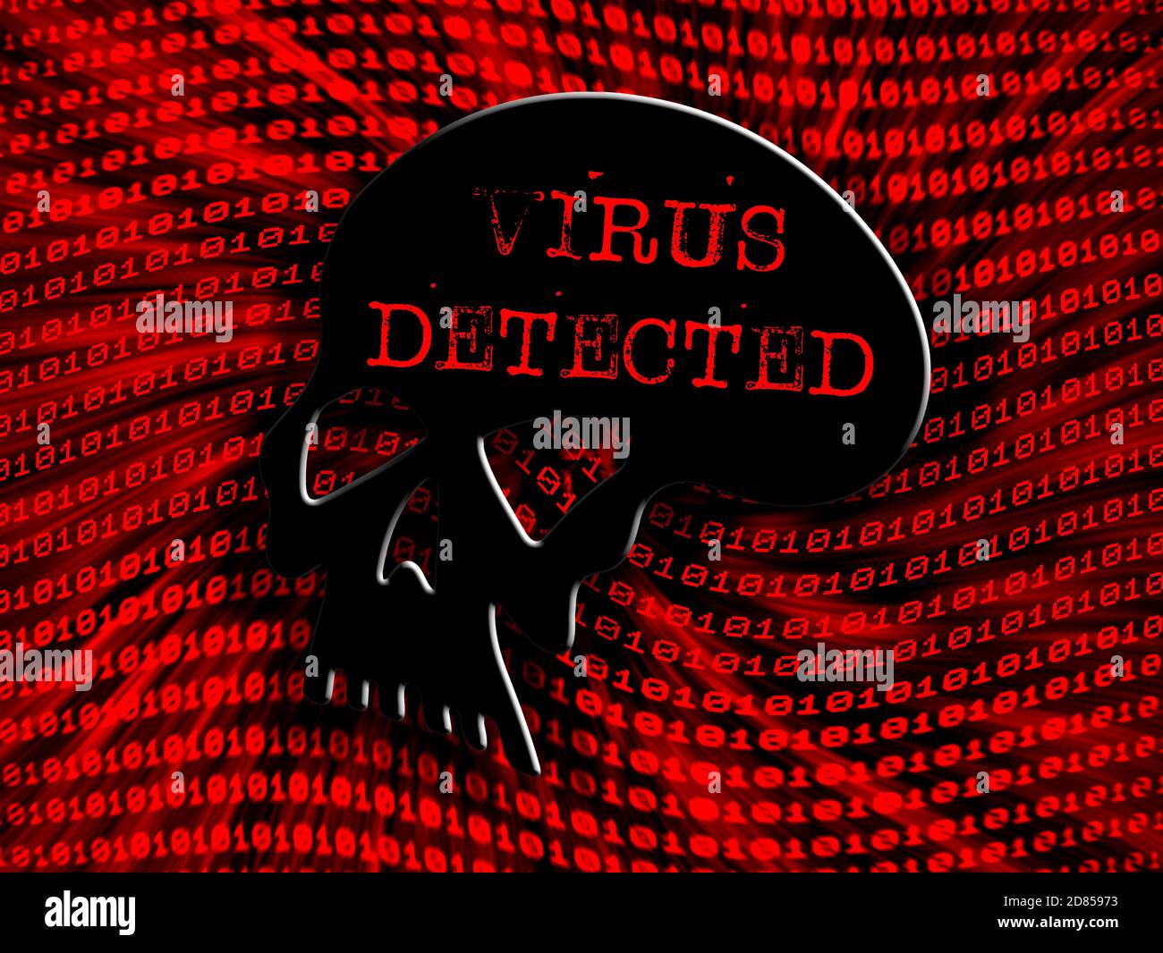 Virus Detected, warped skull red background Stock Photo - Alamy