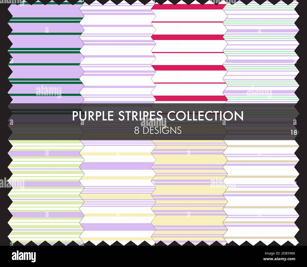 Striped seamless pattern collection includes 8 designs for fashion ...