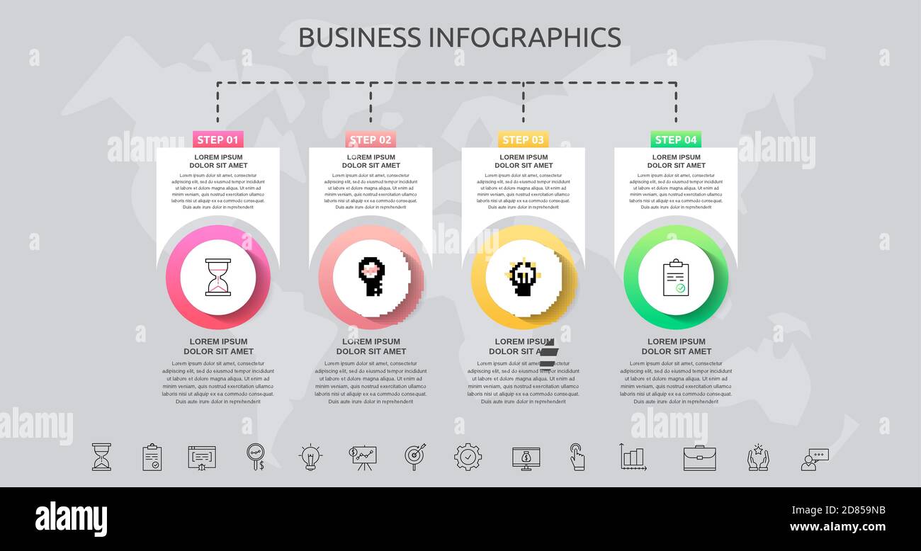 Infographics circles with 4 steps, squares. Vector template used for diagram, business, web ...