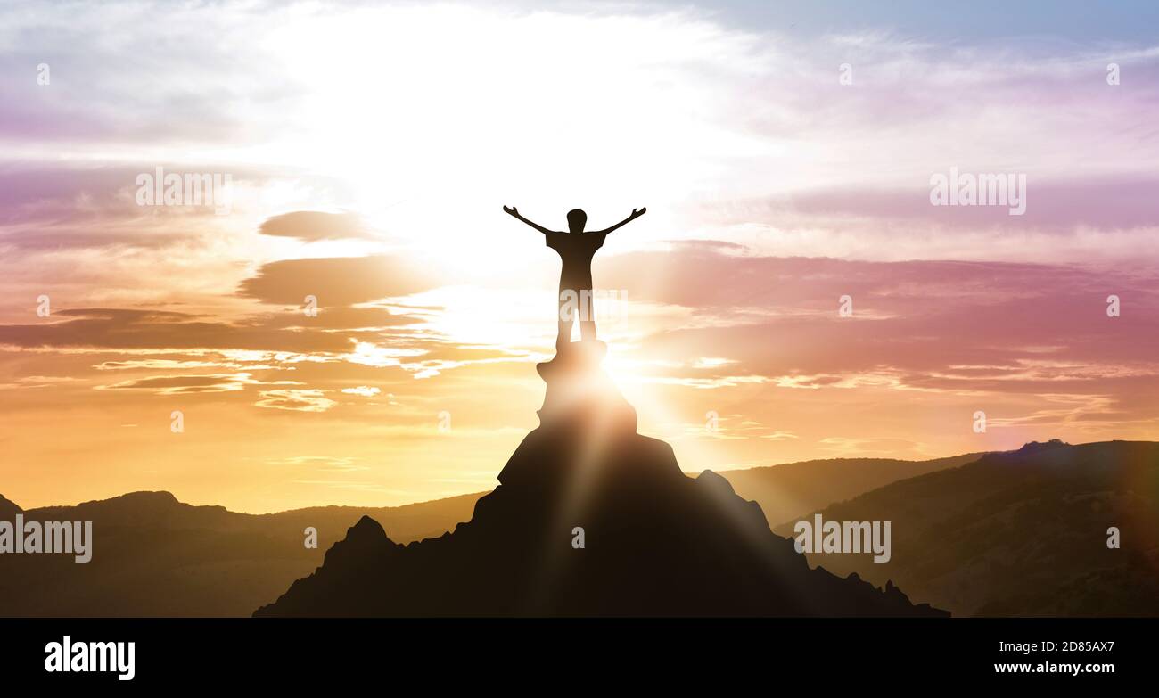 Man standing on top of mountain hi-res stock photography and images - Alamy
