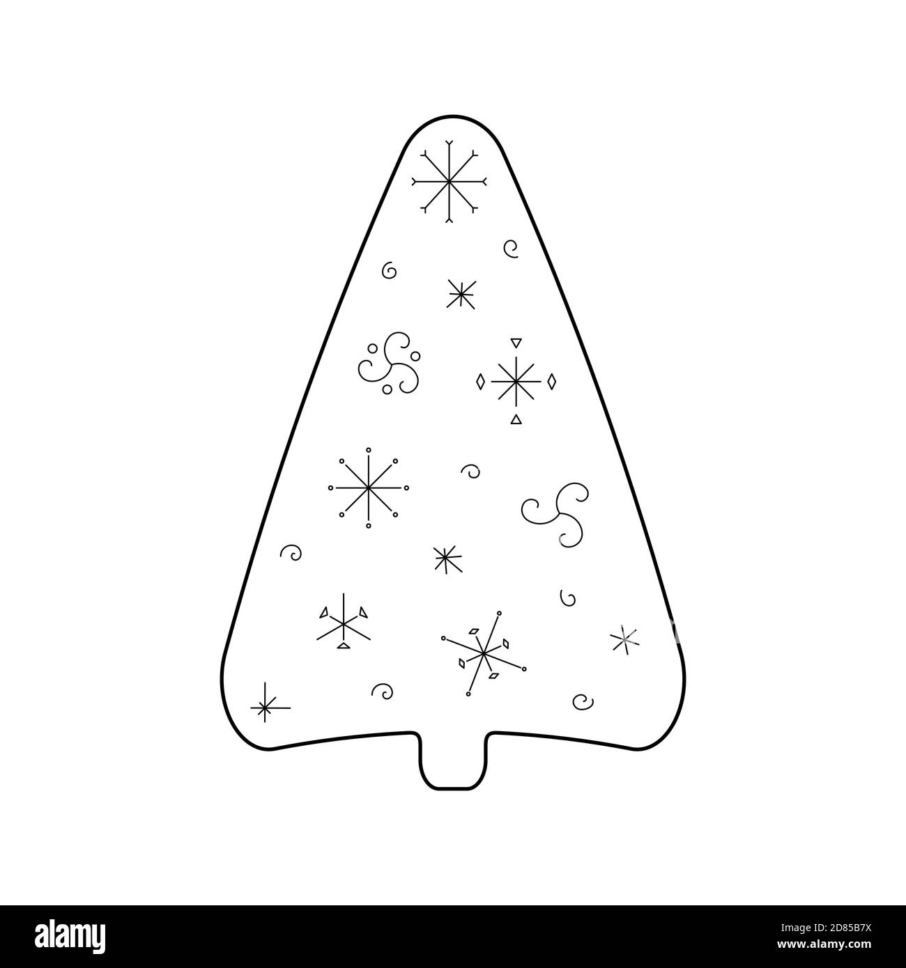 Stylized cute Christmas tree. Outline style. Vector illustration for ...
