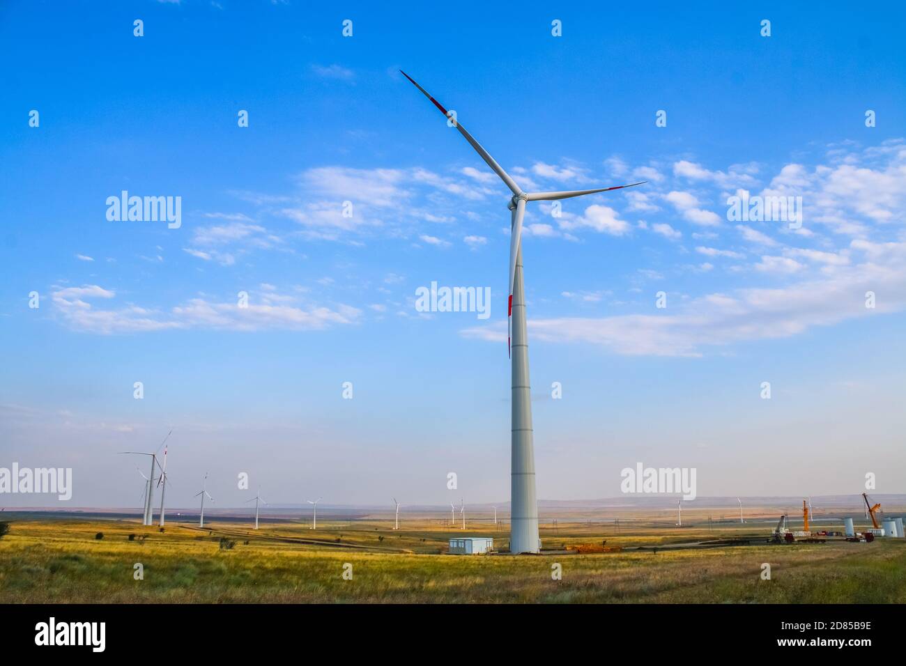 Windmill park, huge windmill generator turbines. Alternative energy ...