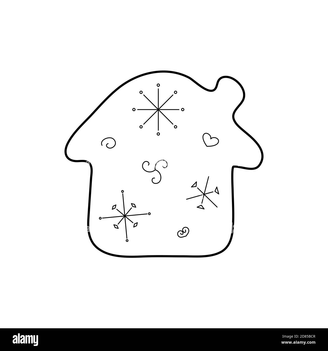 Stylized cute house. Outline style. Vector illustration for décor ...