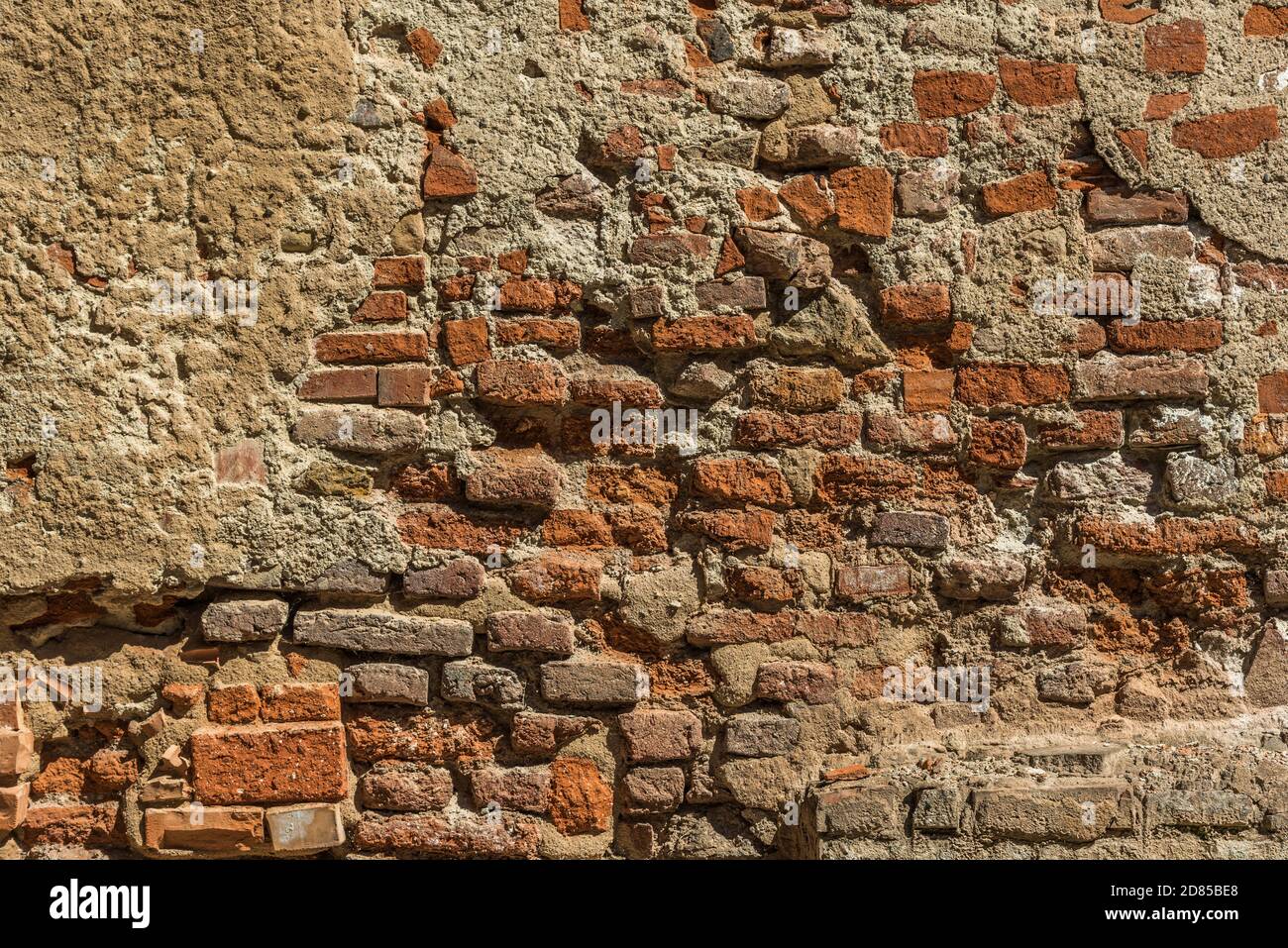 Old red sandstone brick wall texture worn by time Stock Photo - Alamy