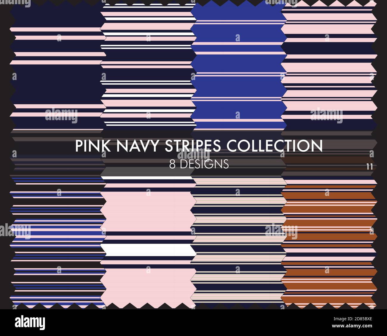Striped seamless pattern collection includes 8 designs for fashion ...