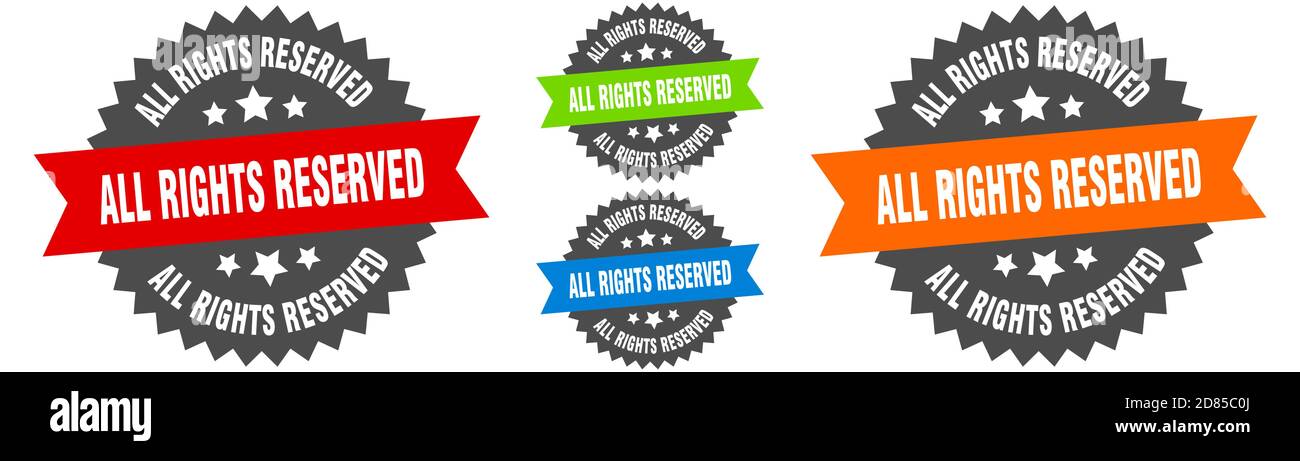 all rights reserved sign. round ribbon label set. Stamp Stock Vector ...