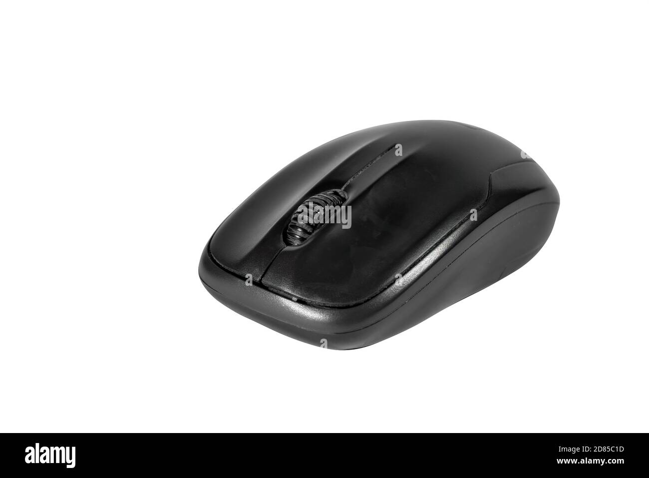 Black wireless computer mouse isolate on white background Stock Photo ...