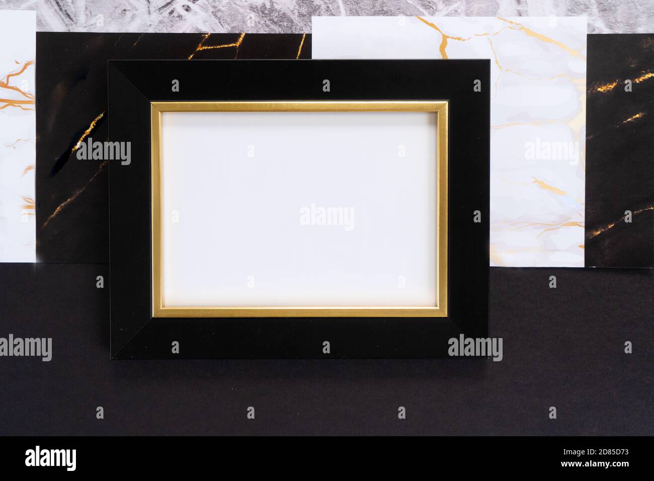 black and gold mok up frame Stock Photo - Alamy