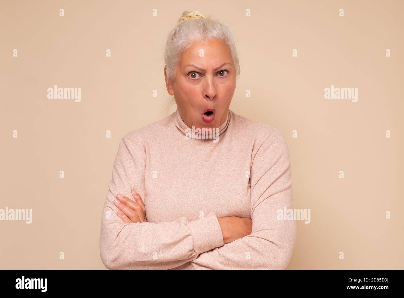 Horrified elderly woman hi-res stock photography and images - Alamy