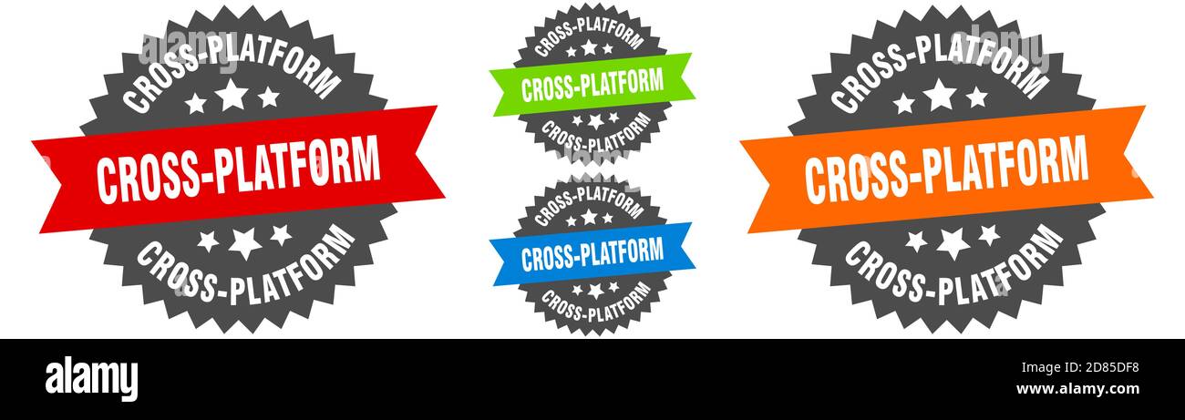 cross-platform sign. round ribbon label set. Stamp Stock Vector Image ...