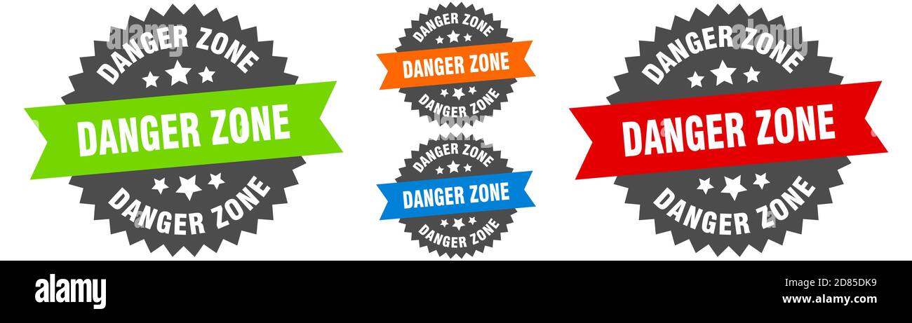 danger zone sign. round ribbon label set. Stamp Stock Vector Image ...