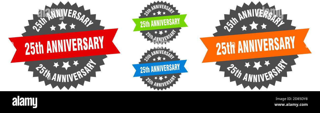 25th anniversary sign. round ribbon label set. Stamp Stock Vector Image ...