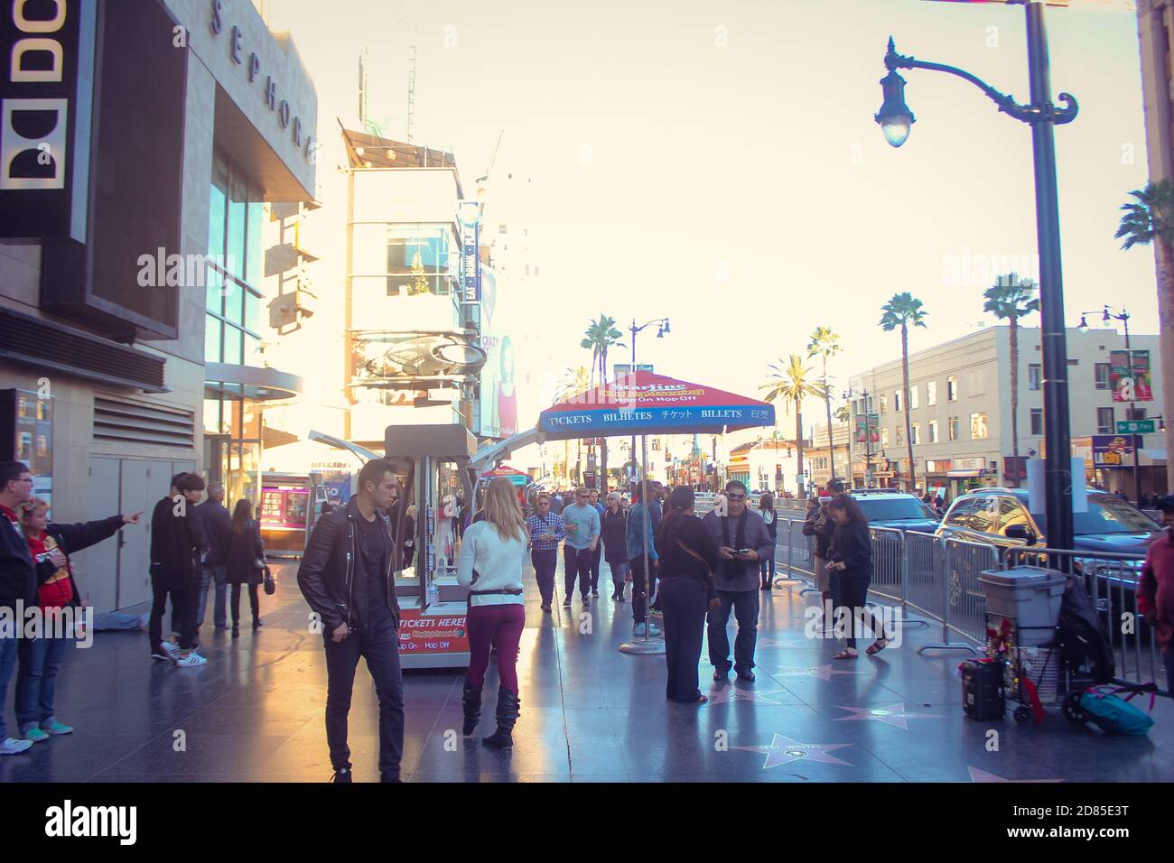 Views of the Walk of Fame and the Buildings at the Hollywood Boulevard ...