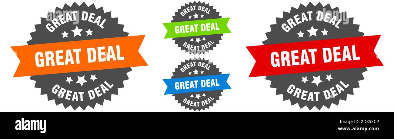great deal sign. round ribbon label set. Stamp Stock Vector Image & Art ...