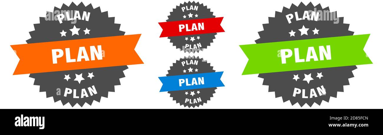 plan sign. round ribbon label set. Stamp Stock Vector Image & Art - Alamy