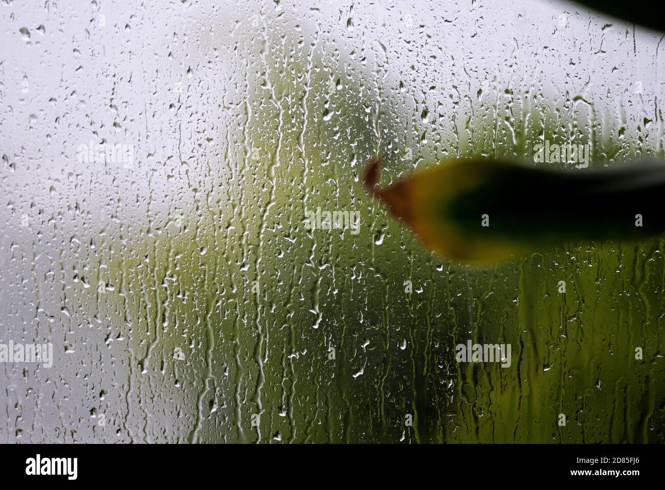 Rain on window pain on a wet and gloomy day. High quality photo Stock ...