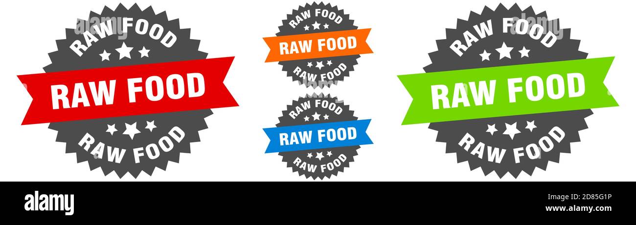 raw food sign. round ribbon label set. Stamp Stock Vector Image & Art ...