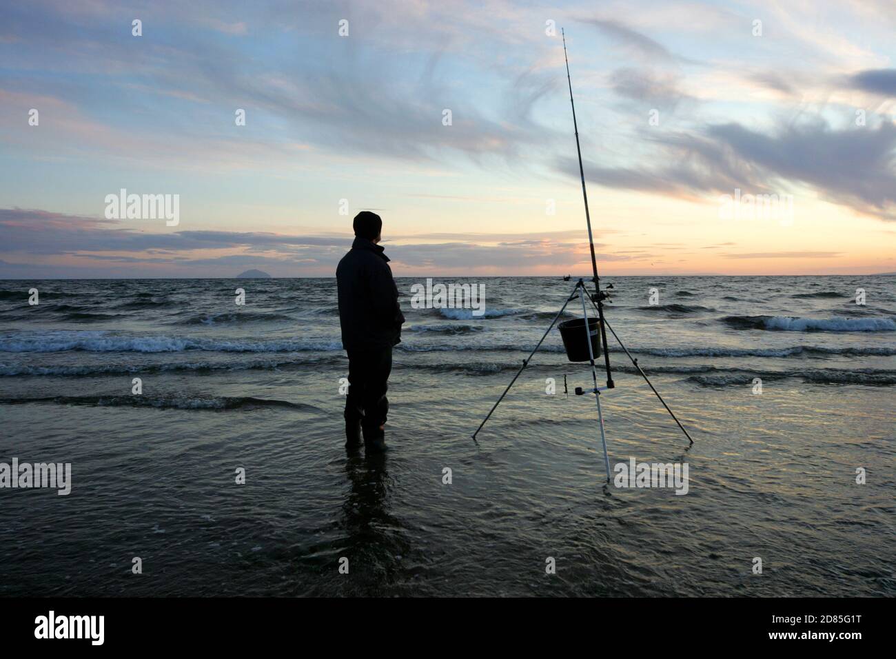Croy Shore, Croy Bay, Carrick, Ayrshire, Scotland, UK.As the sunset ...