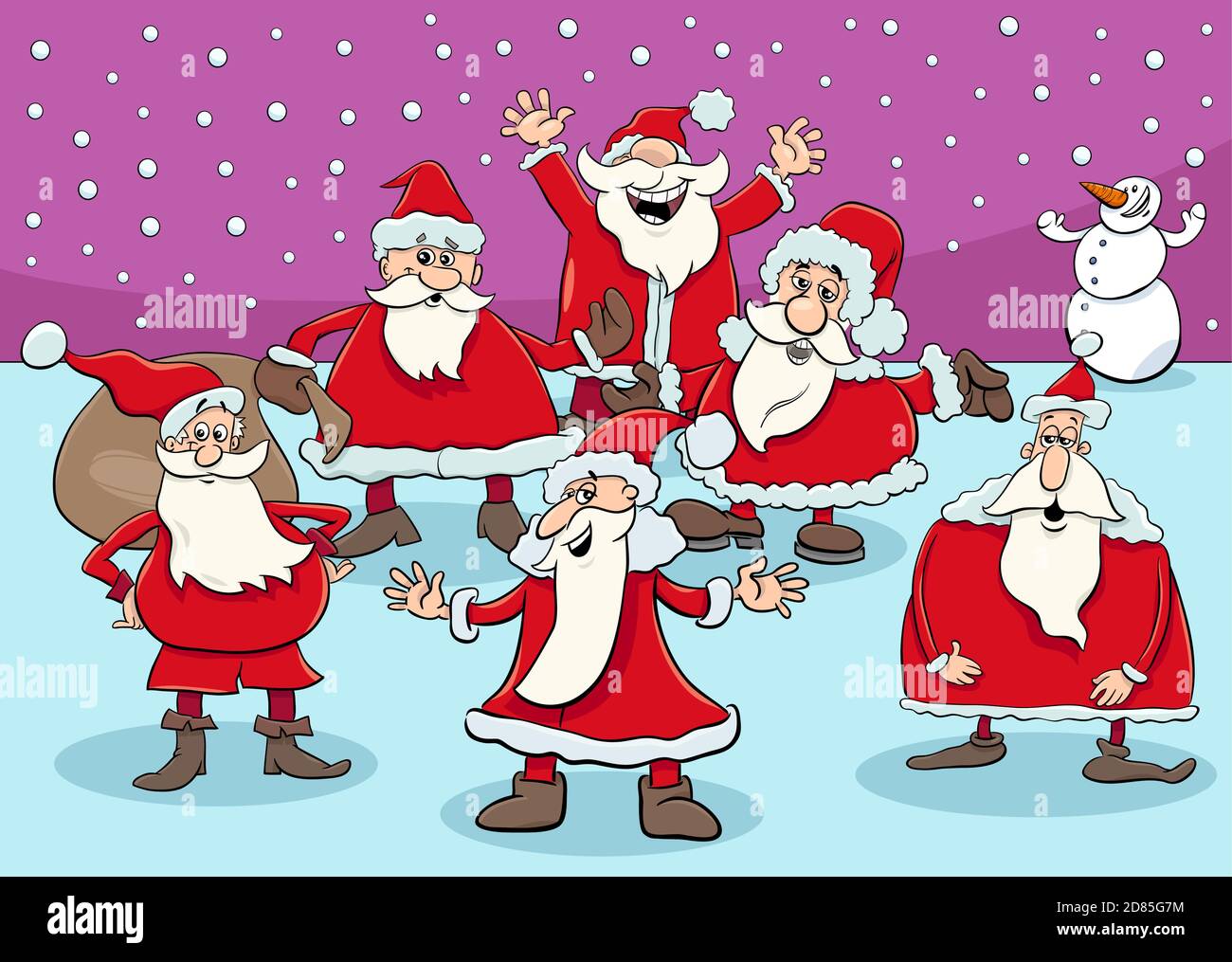 Cartoon Illustration of Happy Santa Claus Characters Group on Christmas ...