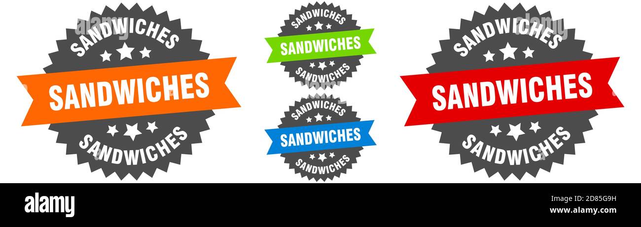 sandwiches sign. round ribbon label set. Stamp Stock Vector Image & Art ...