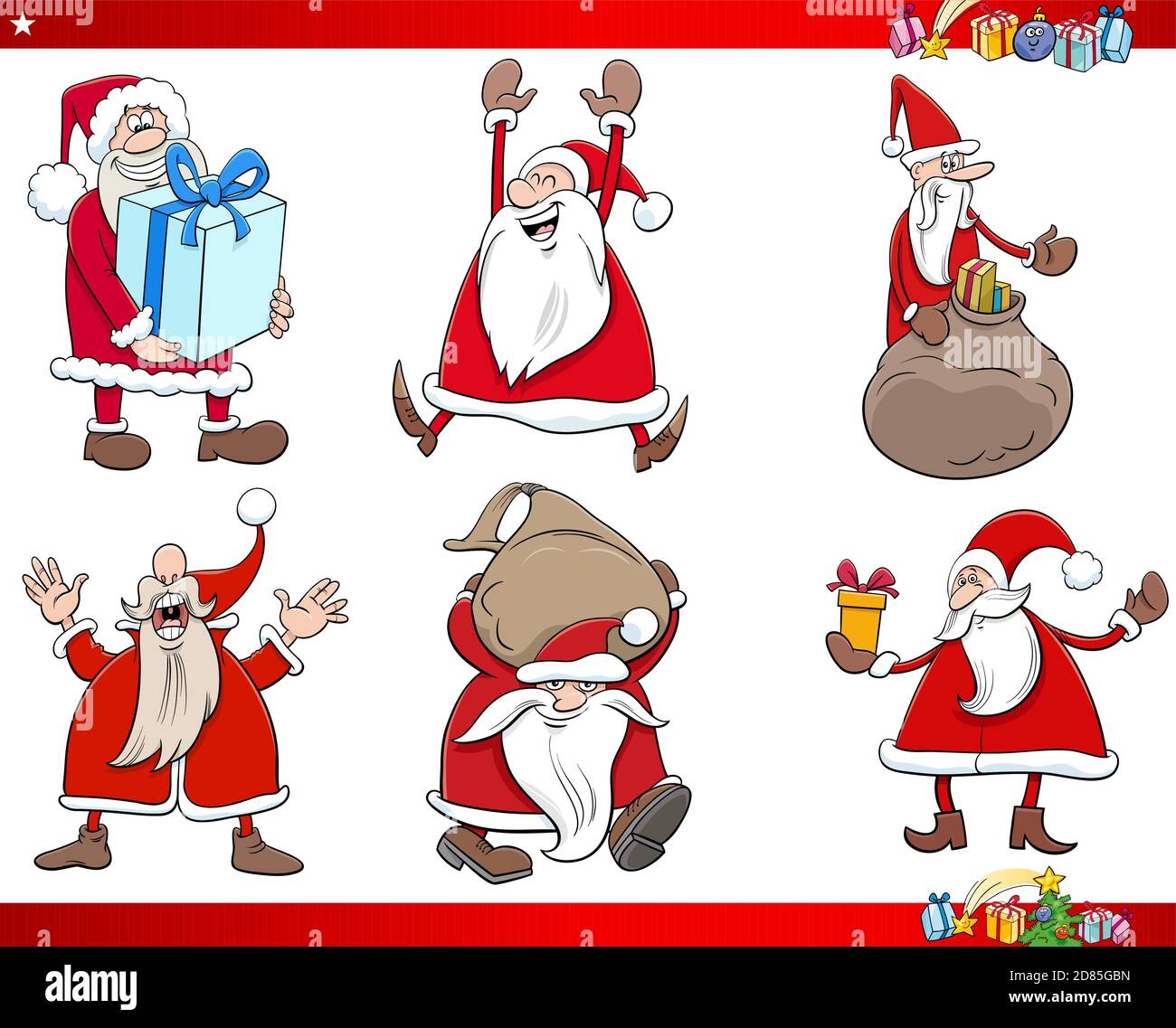Cartoon illustration of Santa Claus holidays characters on Christmas ...