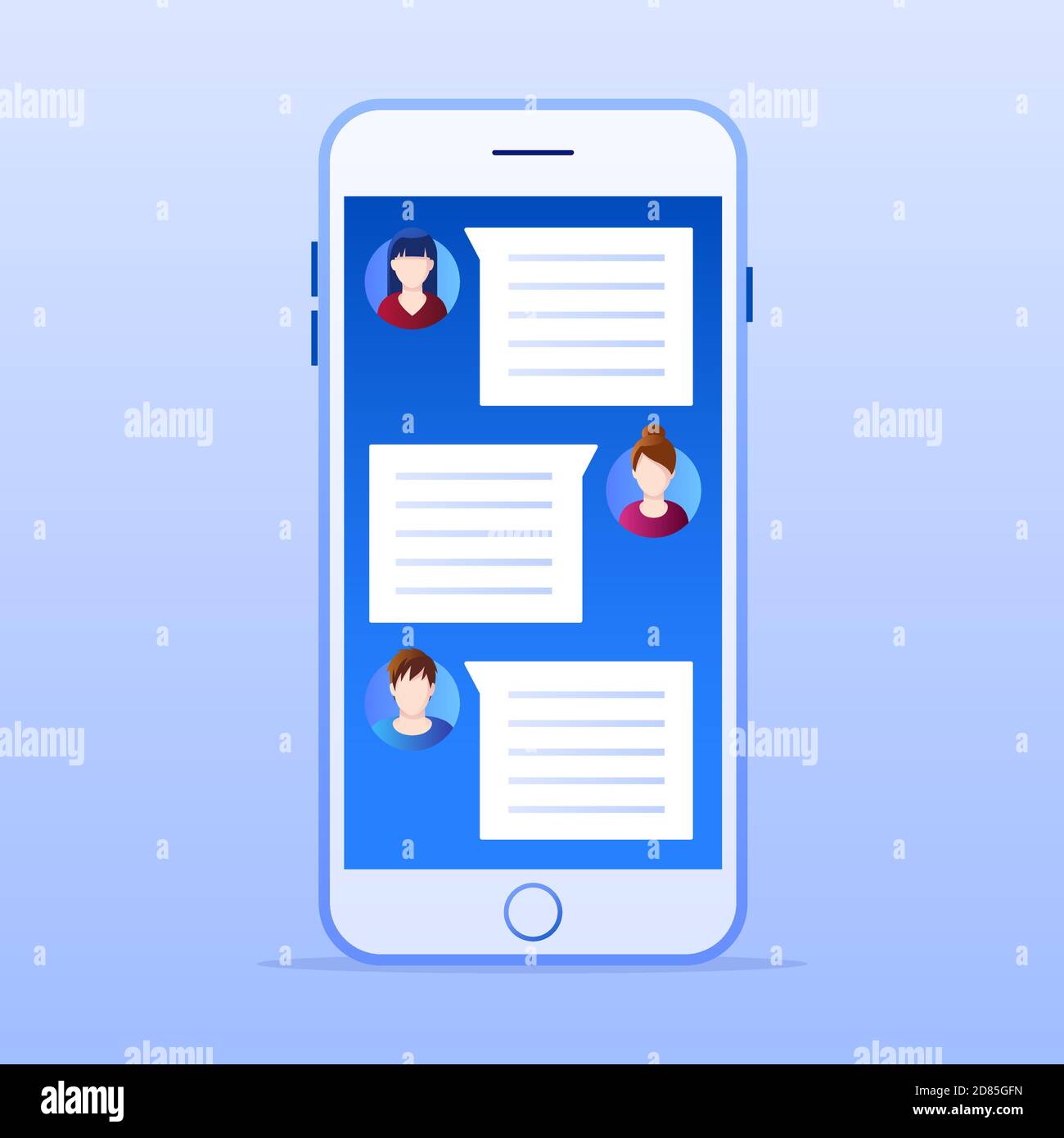 Smartphone with online chat application. Social media marketing concept ... Smartphone with online chat application. Social media marketing concept ...