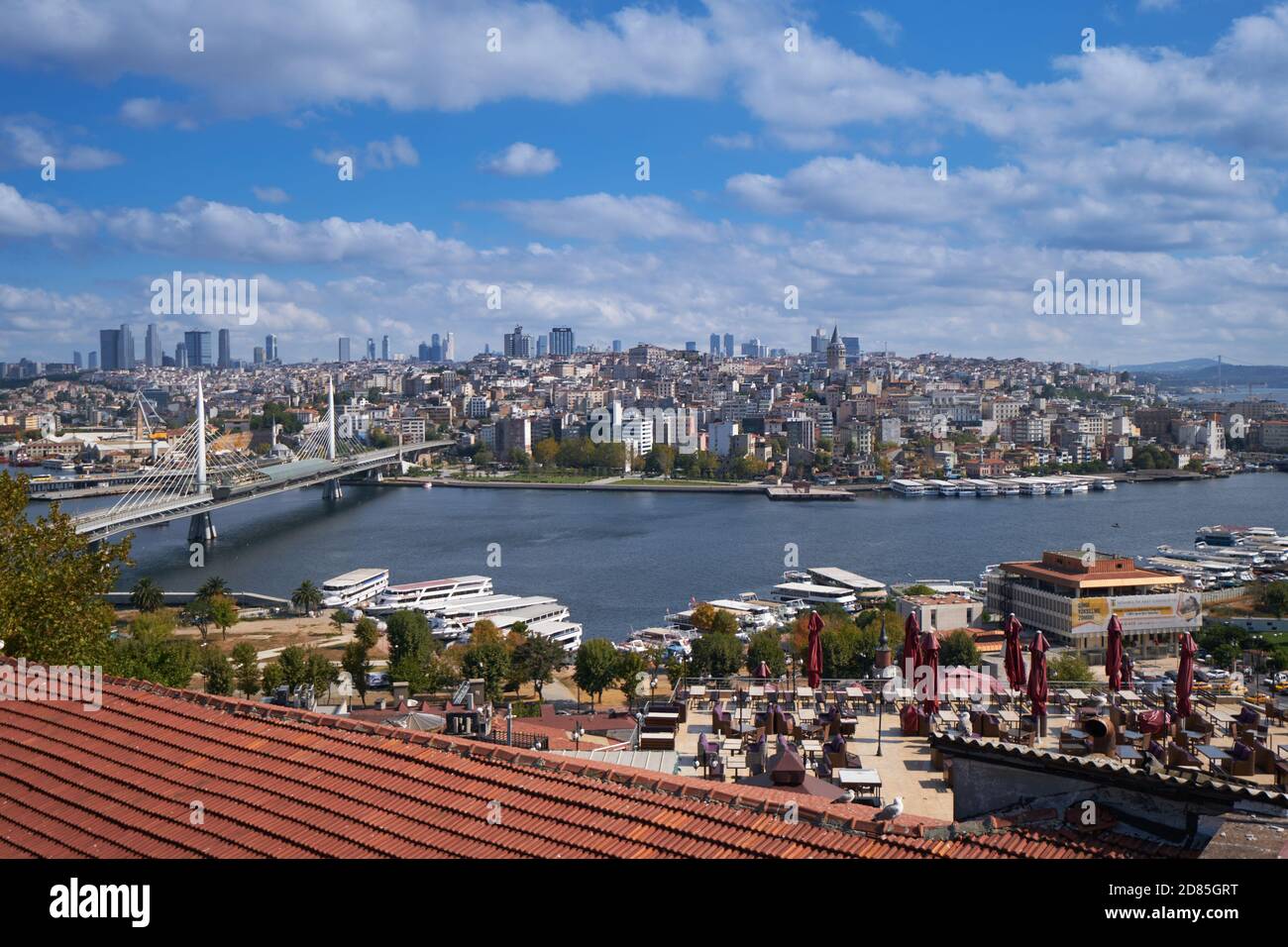 Panoramic view of Golden Horn, Metro and Galata bridge, Istanbul ...