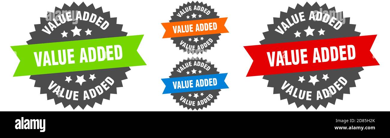 value added sign. round ribbon label set. Stamp Stock Vector Image ...