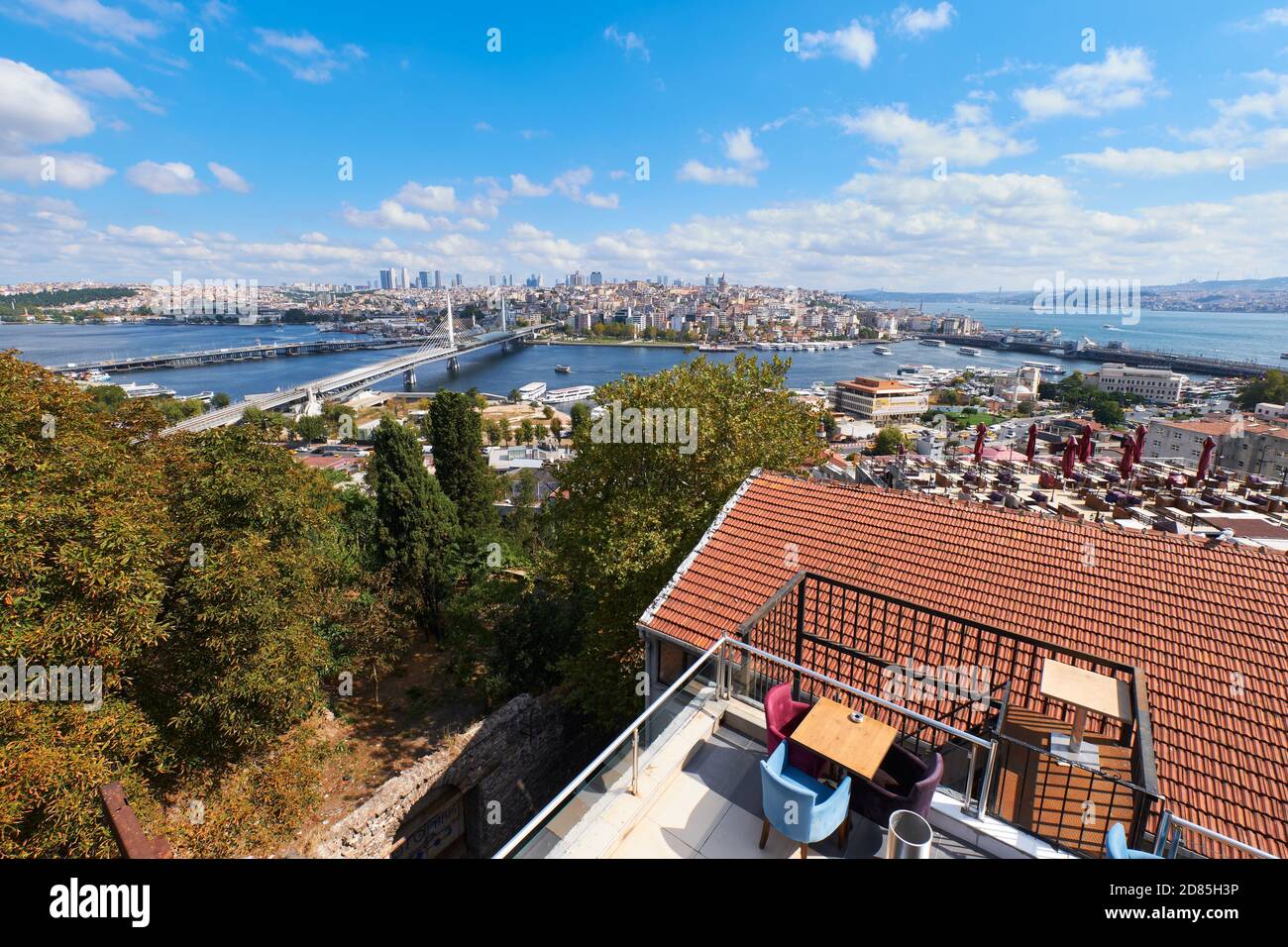 Panoramic view of Golden Horn, Metro and Galata bridge, Istanbul ...