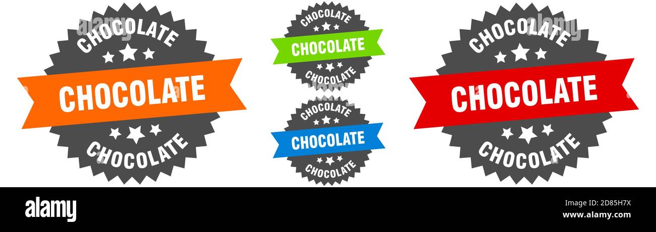 chocolate sign. round ribbon label set. Stamp Stock Vector Image & Art ...