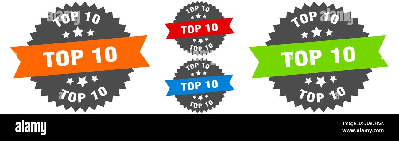 top 10 sign. round ribbon label set. Stamp Stock Vector Image & Art - Alamy
