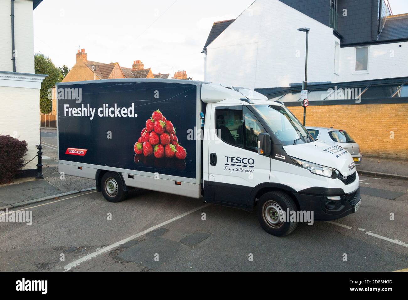 Tesco supermarket / super market delivery van in a residential street ...