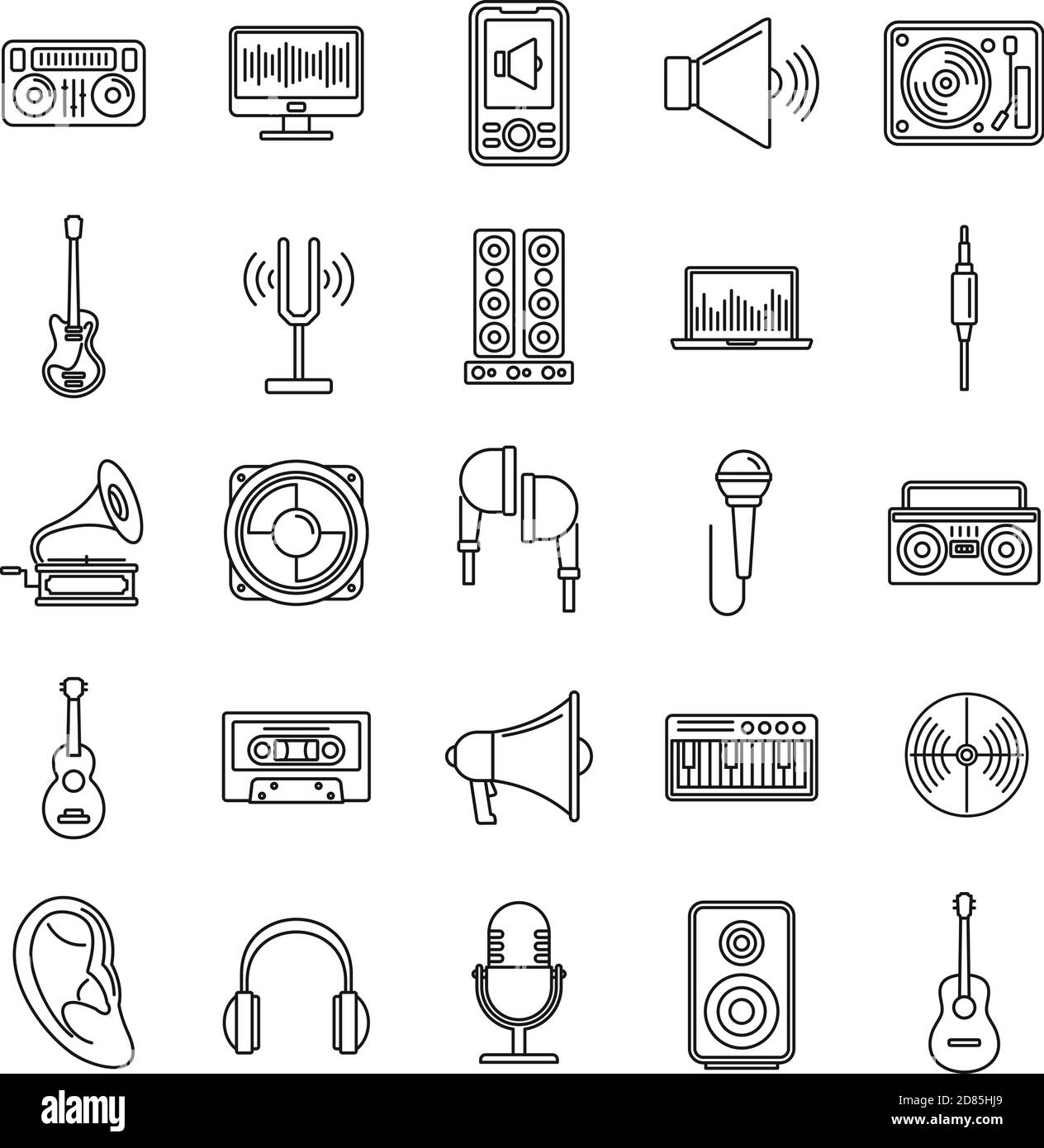 Acoustics audio icons set, outline style Stock Vector Image & Art - Alamy