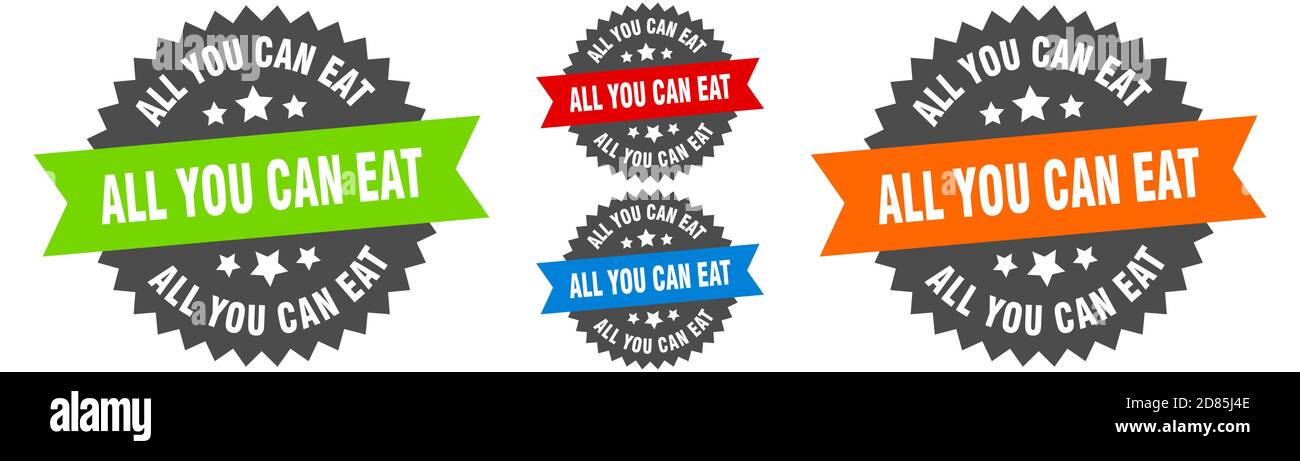 all you can eat sign. round ribbon label set. Stamp Stock Vector Image ...