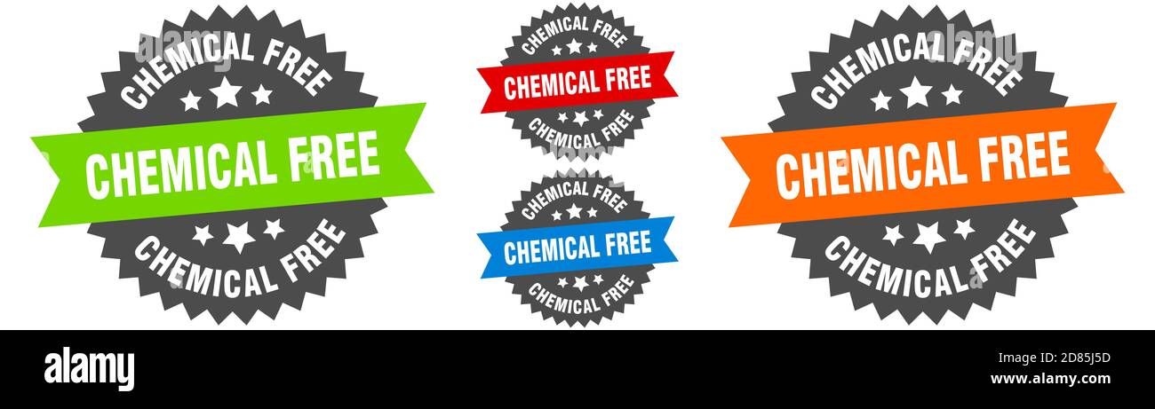 chemical free sign. round ribbon label set. Stamp Stock Vector Image ...