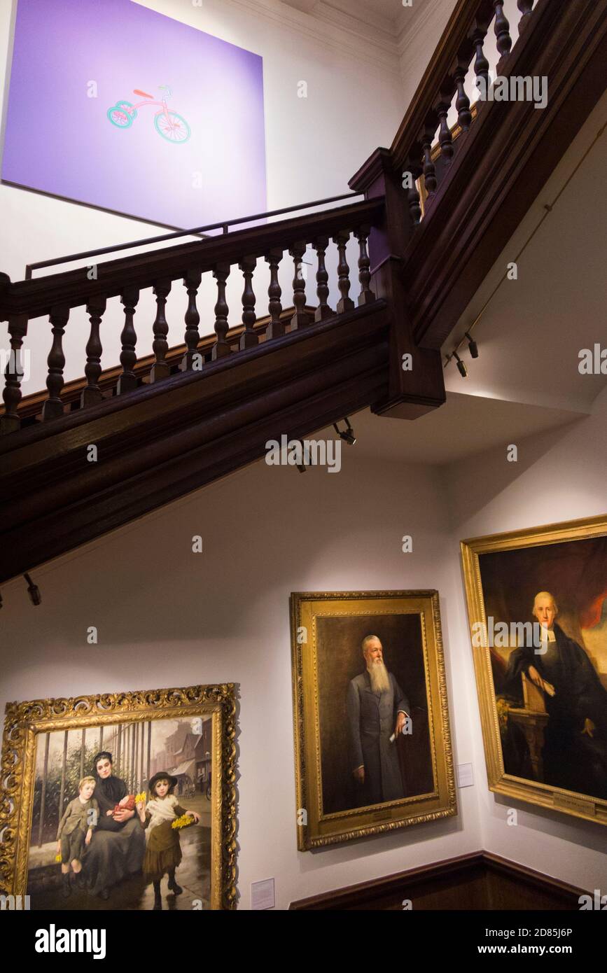 Paintings and artwork hung around the stairs / staircase and landings ...
