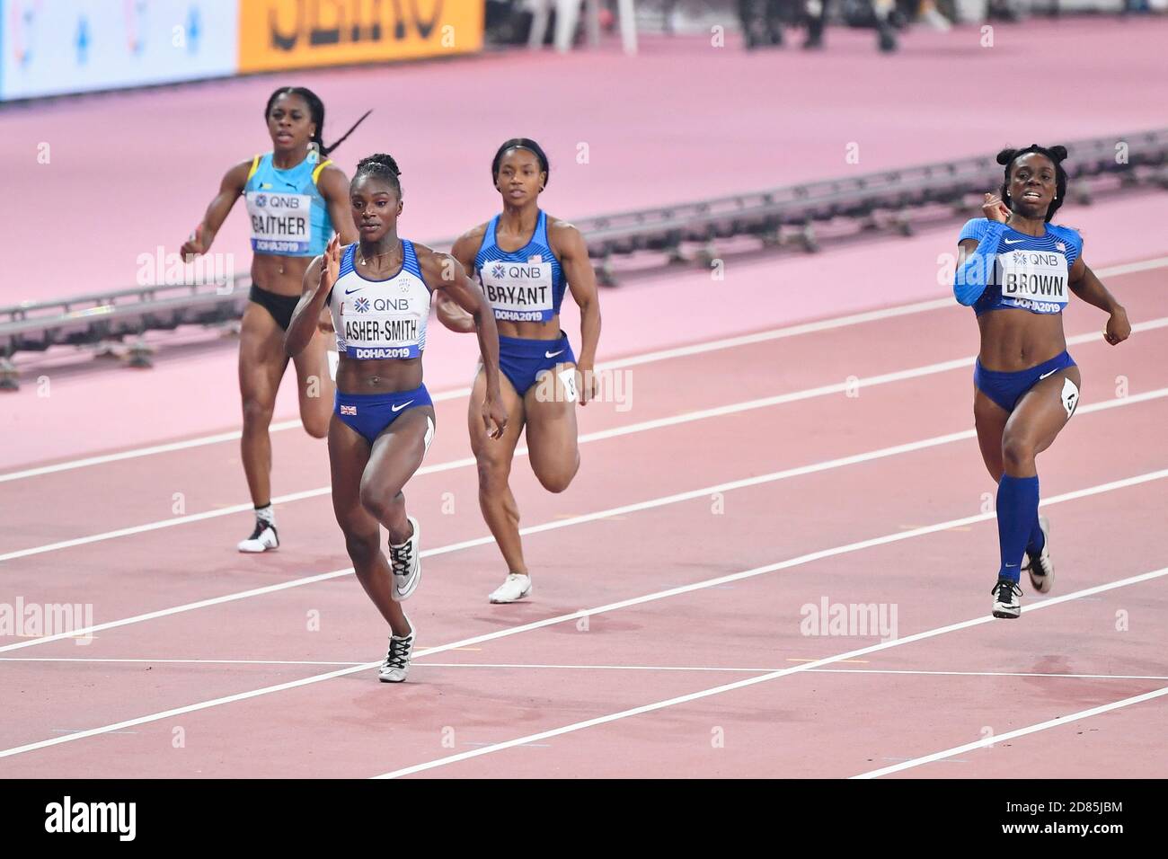 Dina Asher-Smith (GBR, Gold). Brittany Brown (USA, Silver), Tynia ...