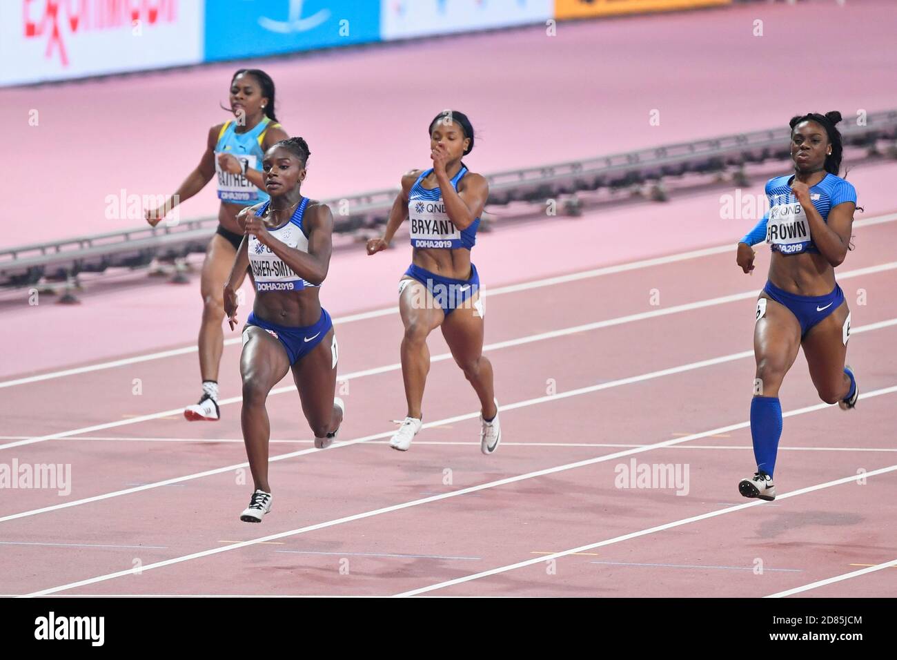 Dina Asher-Smith (GBR, Gold). Brittany Brown (USA, Silver), Tynia ...