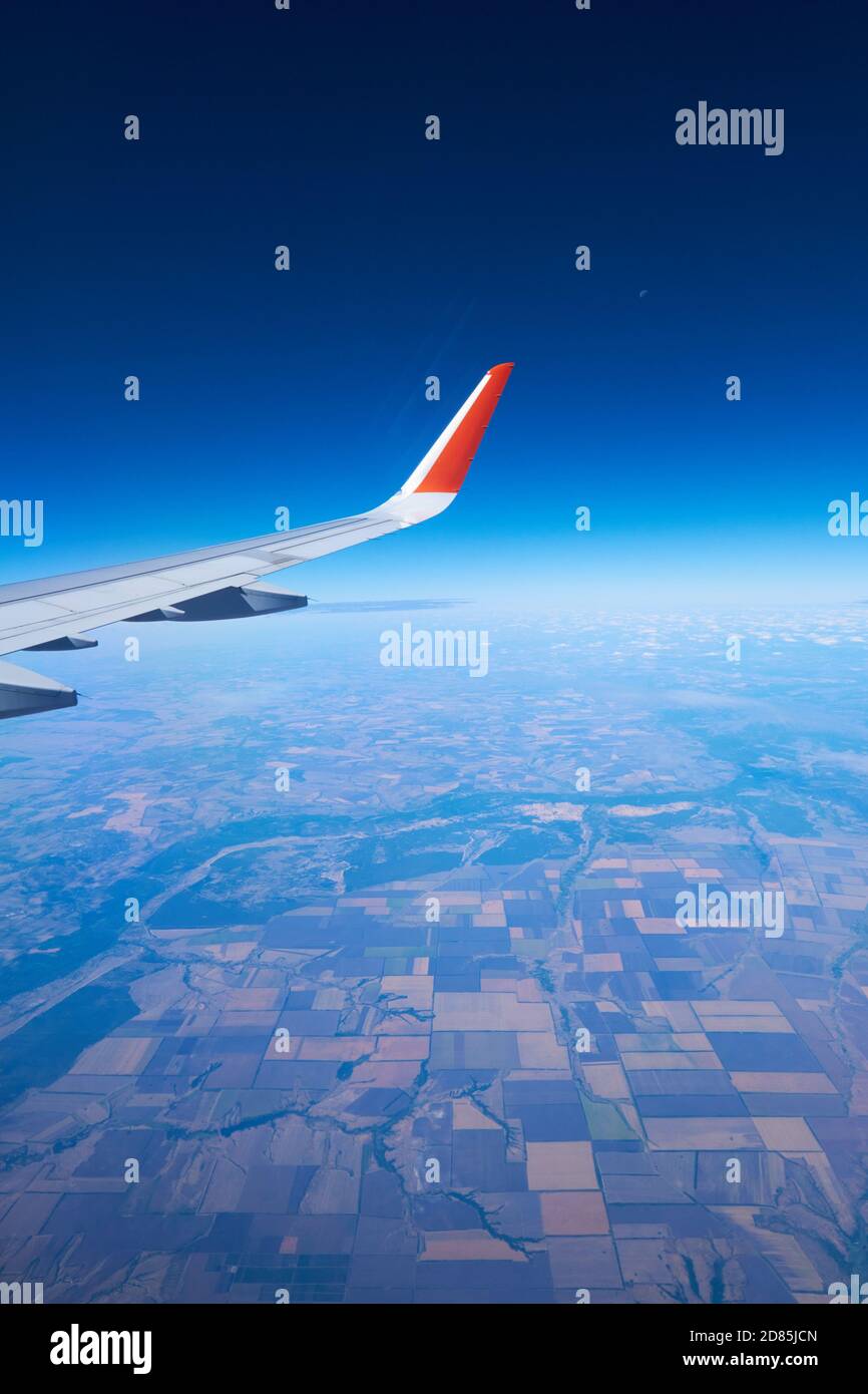 Russian fields view from airplane window Stock Photo - Alamy